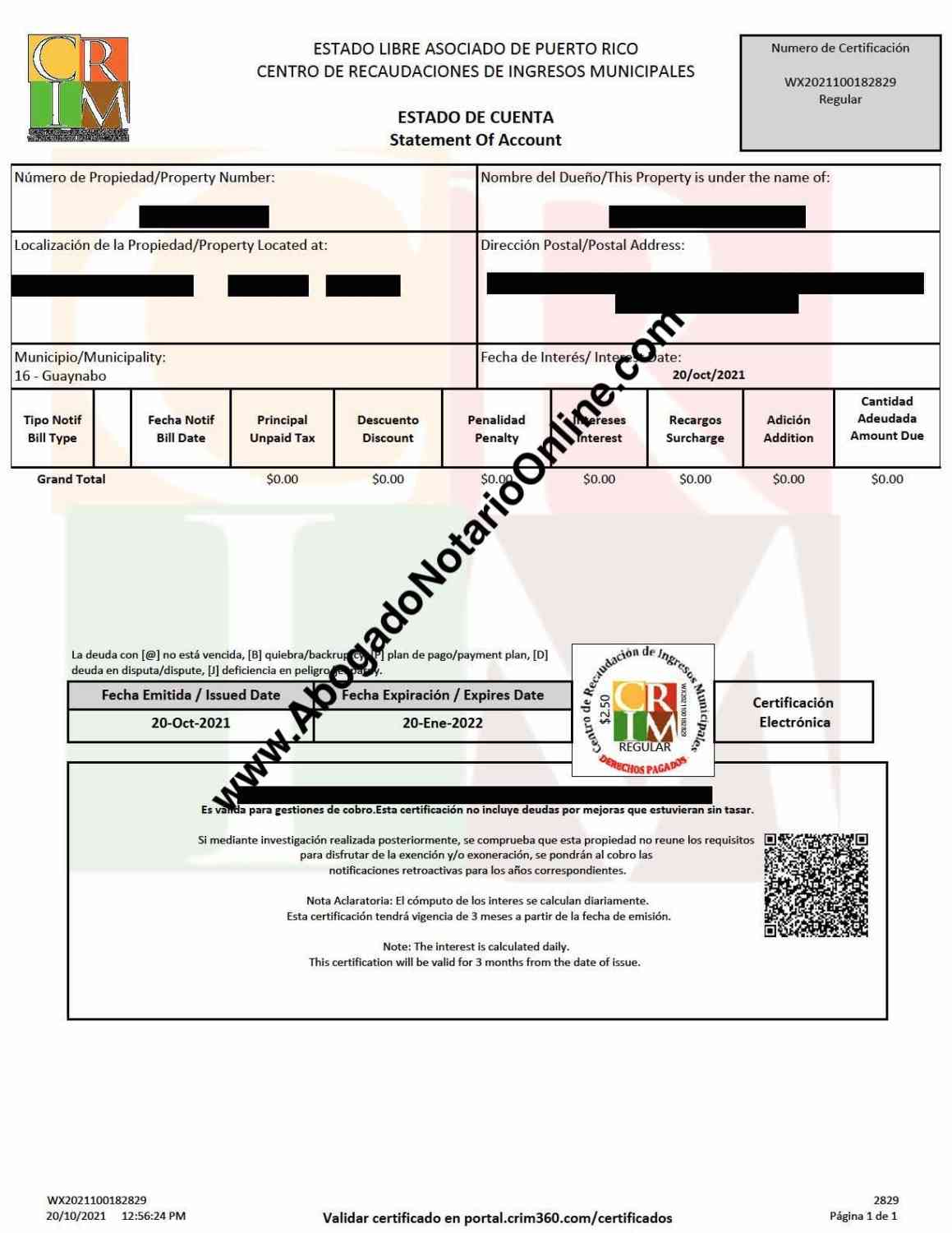 Certificaciones del CRIM (Puerto Rico)